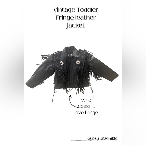 Unik | Jackets & Coats | Vintage Unik Kids Large Leather Fringe Jacket ...